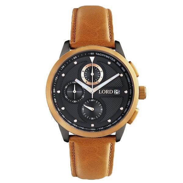 Chrono Gold Tan Leather Watch - LORD Timepieces – Lord Timepieces